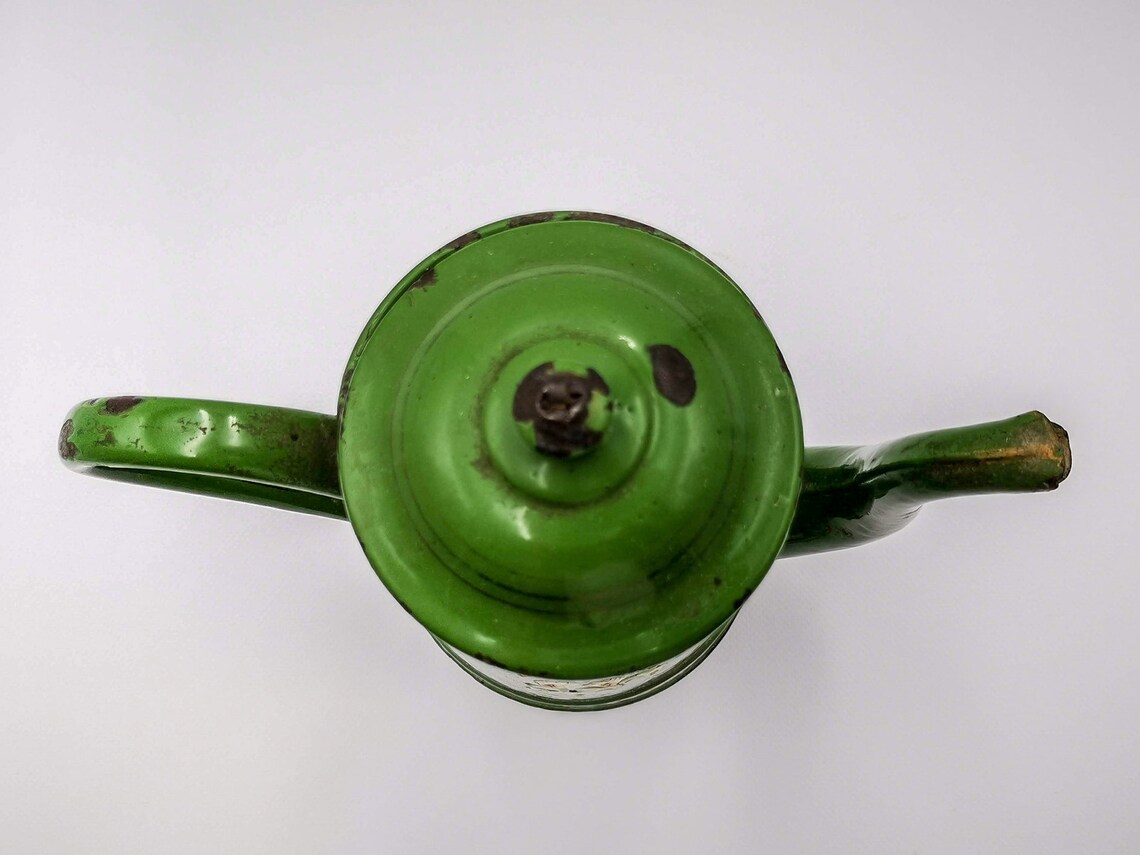 Enamel French COFFEE BIGGIN in Rare Green Color Hand Painted - Etsy
