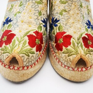 Vintage Clogs, Women's Sabot With Embroidered Flowers and Wedge Heel ...