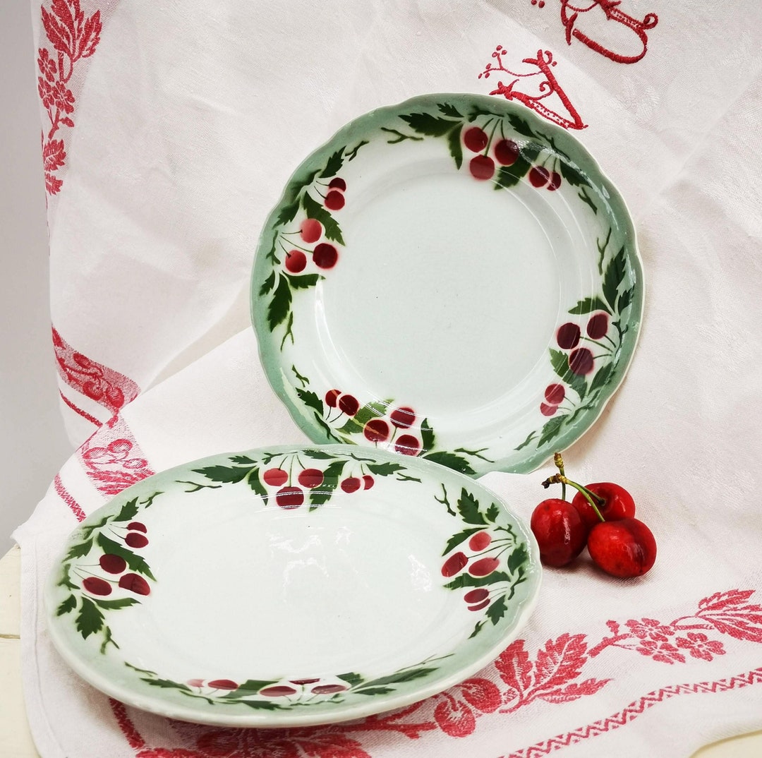 Antique French Ceramic Plates, Dessert Plates With Airbrushed ...