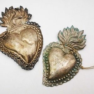 Antique Italian Exvoto Sacred Heart, Set of 2 Antique Milagros, Italian Religious Exvotos ...
