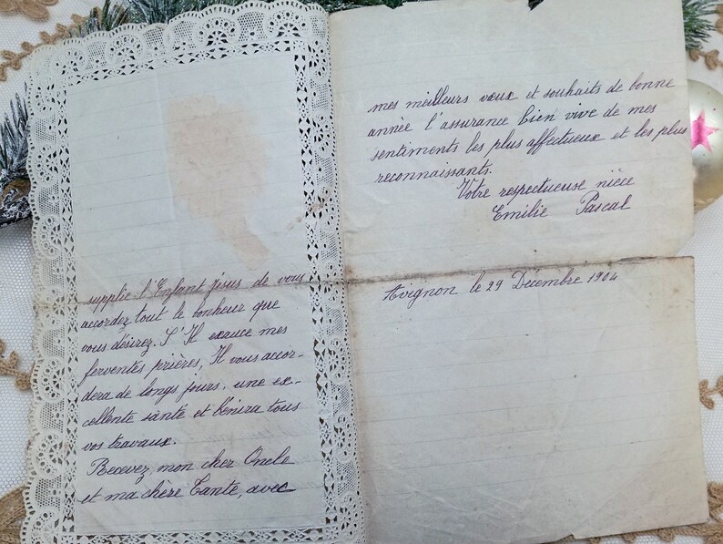 Antique French Christmas Letter Written From a Niece to Uncle | Etsy