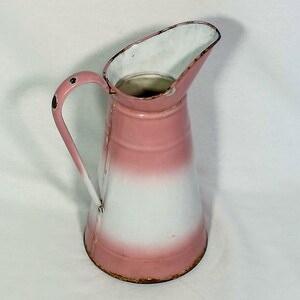 Antique French Enameled Body Pitcher, Pink to White Shades, Shabby Chic ...