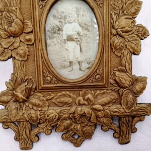 Antique French Pressed Cardboard Photo Frames, Embossed Roses and Black ...