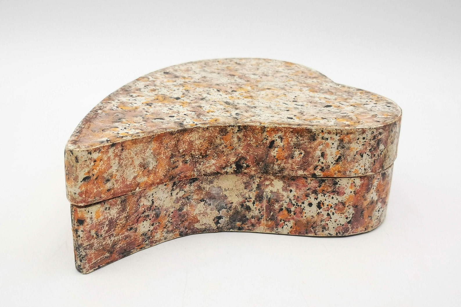 Antique Italian Box Heart Shape Box Covered With Marbled - Etsy