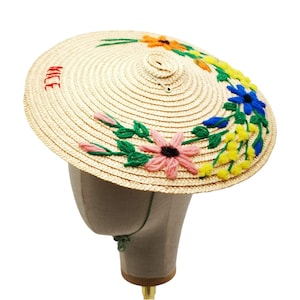 Antique French Straw Hat, Large Brim Woven Straw Hat With Wool ...