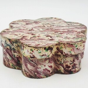 Antique Italian Box, Flower Shape Box, Covered With Marbled Paper, Hand ...