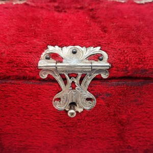 Antique French Red Velvet Sewing Box, Embossed Metal Details - Etsy