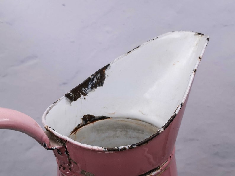 Antique French Pink ENAMELED BODY PITCHER Roses Transfer - Etsy