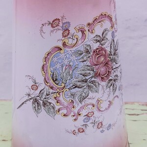 Antique French Pink ENAMELED BODY PITCHER Roses Transfer Decor, Antique ...