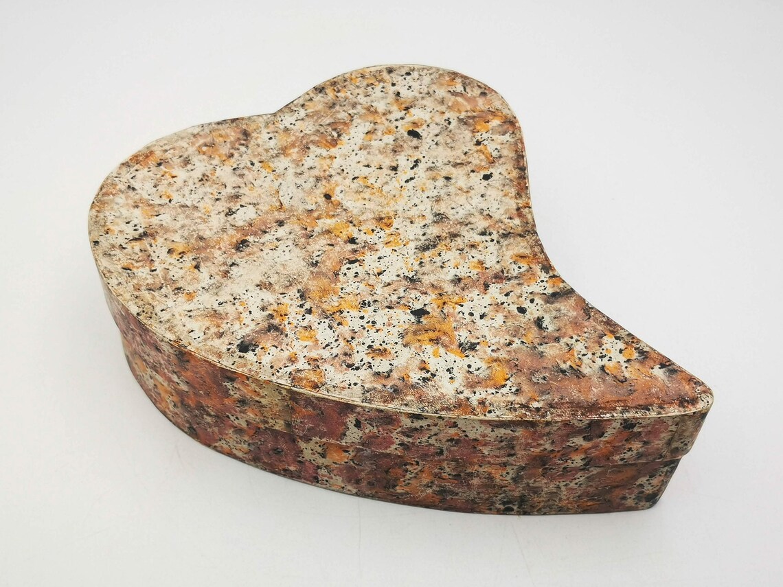 Antique Italian Box Heart Shape Box Covered With Marbled - Etsy
