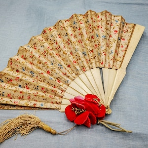 Antique French Hand Fan, Folding Fan With Sticks Celluloid, Silk With ...