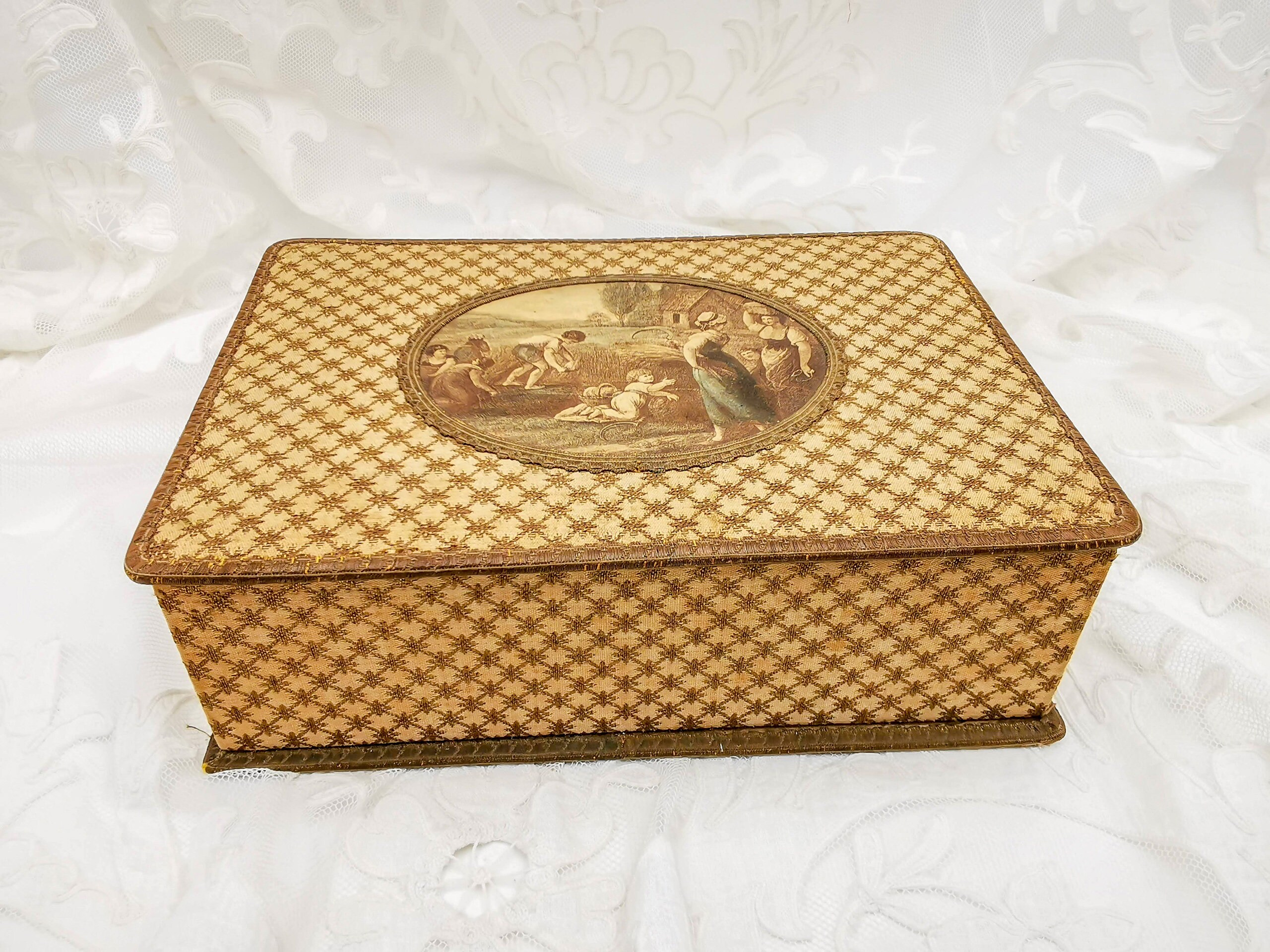 Antique FRENCH FABRIC Box PARIS Romantic Boudoir Style | Etsy