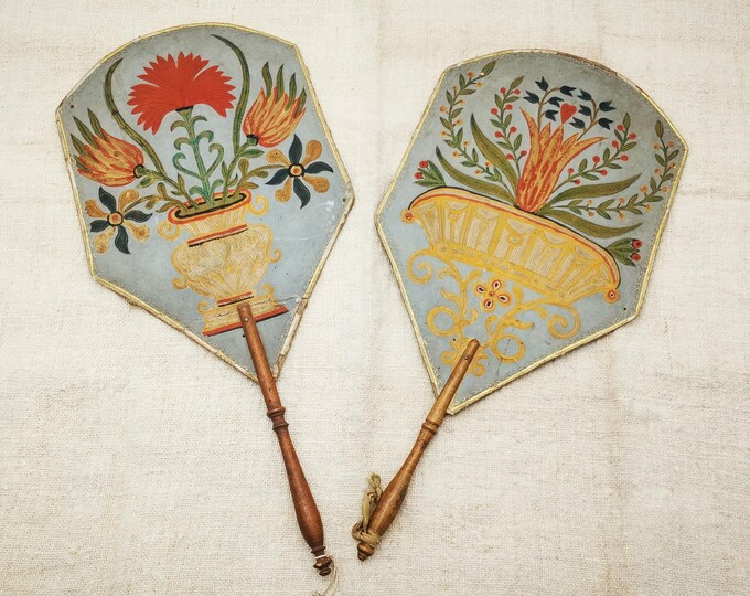 Antique French Pair of Face Screens, Hand-held Screens, Fire Face ...