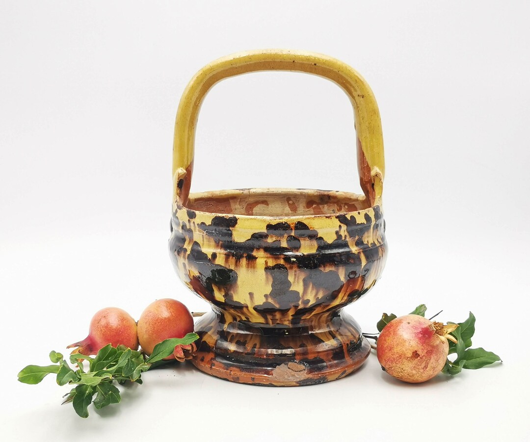Antique Italian Glazed Pottery Portable Heater, Small Brazier or Hand ...