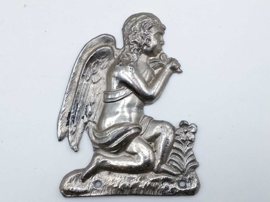 Pair of Antique French Cast Iron Angels Appliques Christmas - Etsy