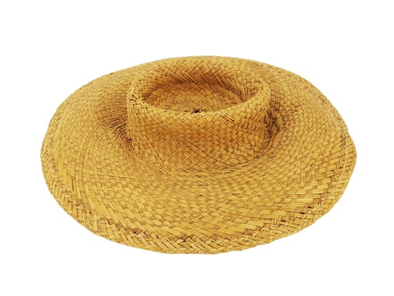 Antique French Straw Hat, Late 1800s, Woven Straw Far… - Gem