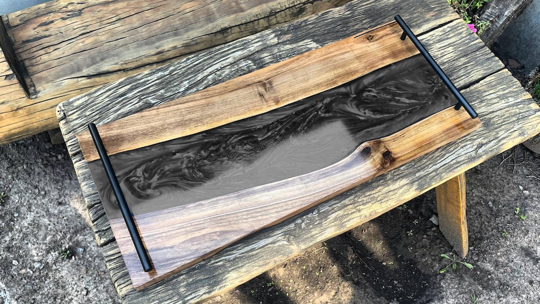 Artisan River Serving Tray for Entertaining – Elegant Walnut Wood ...