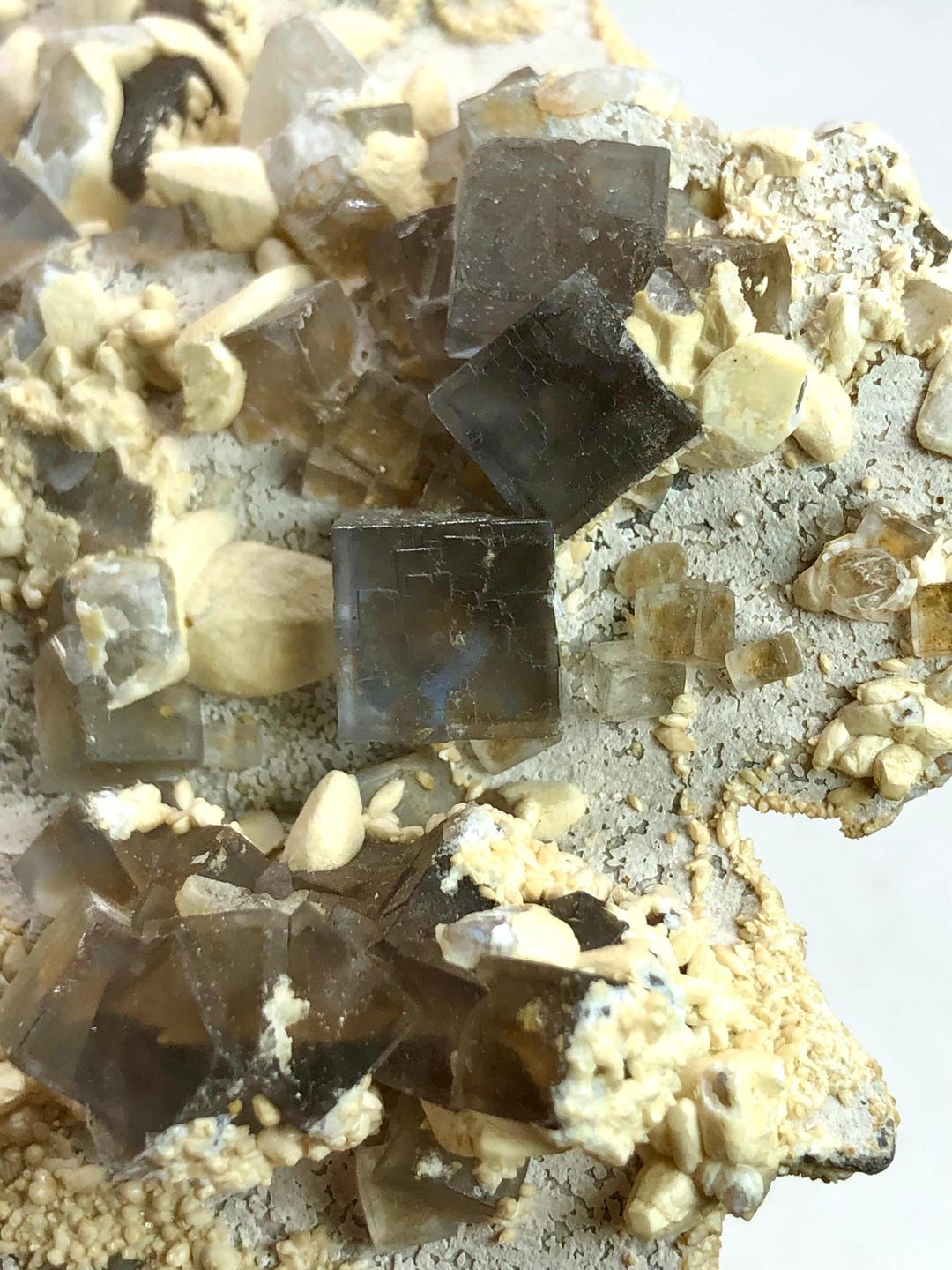 Cubic Blue Phantom Fluorite With Calcite Specimen, Pakistan - Etsy