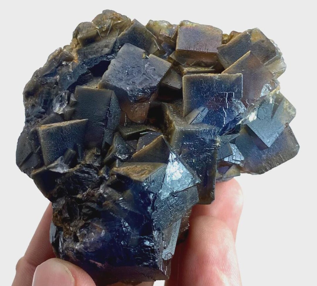 196:gram Extremely Rarest Unique Colour Top Cubic Blue Fluorite ...