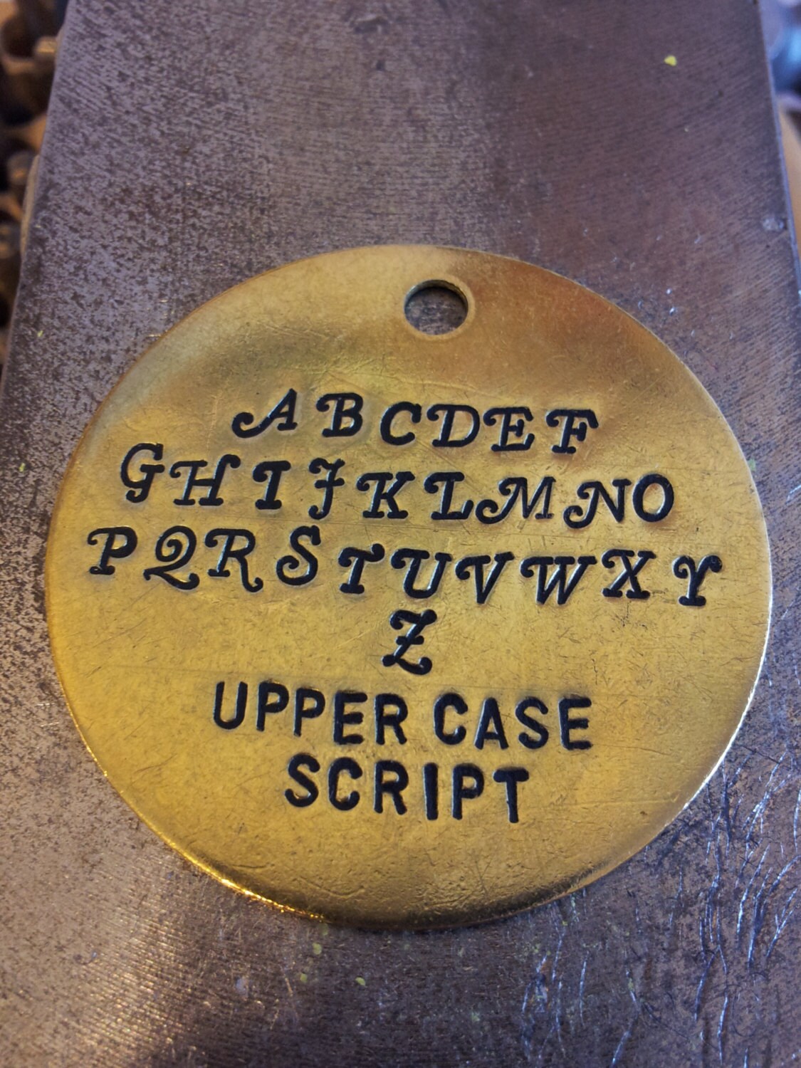 You Say It & I Stamp It- Dome Hammered Texture Brass Tag-front and BACK ...
