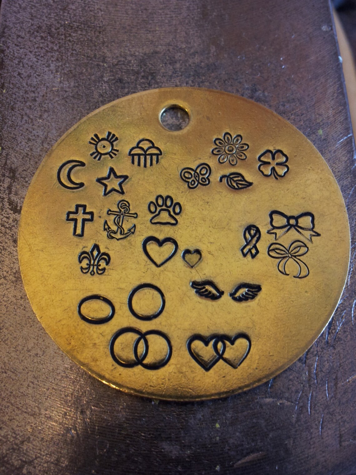 Double Hole Hammered Texture Stainless Steel Tag 1 Inch - Etsy