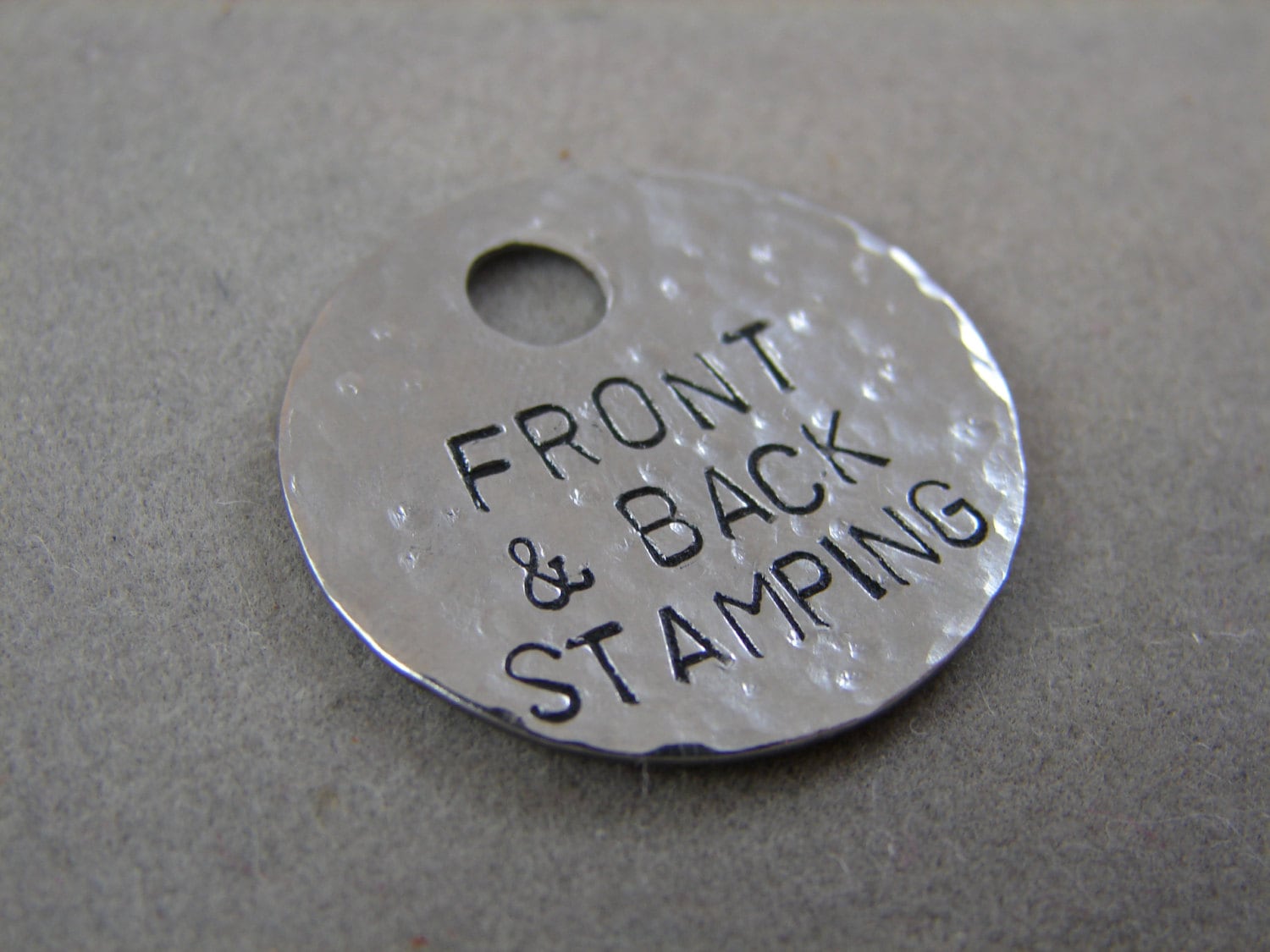 Hammered Texture Stainless Steel Tag - Front and Back Stamping 1 Inch ...