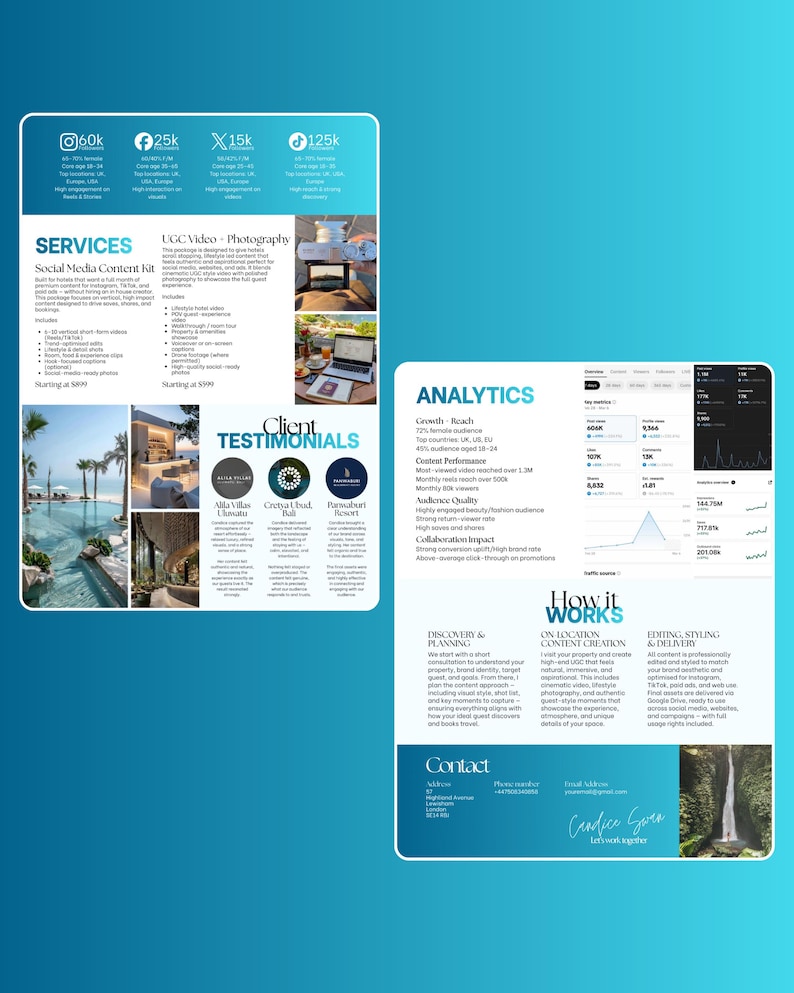 Travel UGC Content Portfolio Template | Canva Website for Hotel Social ...