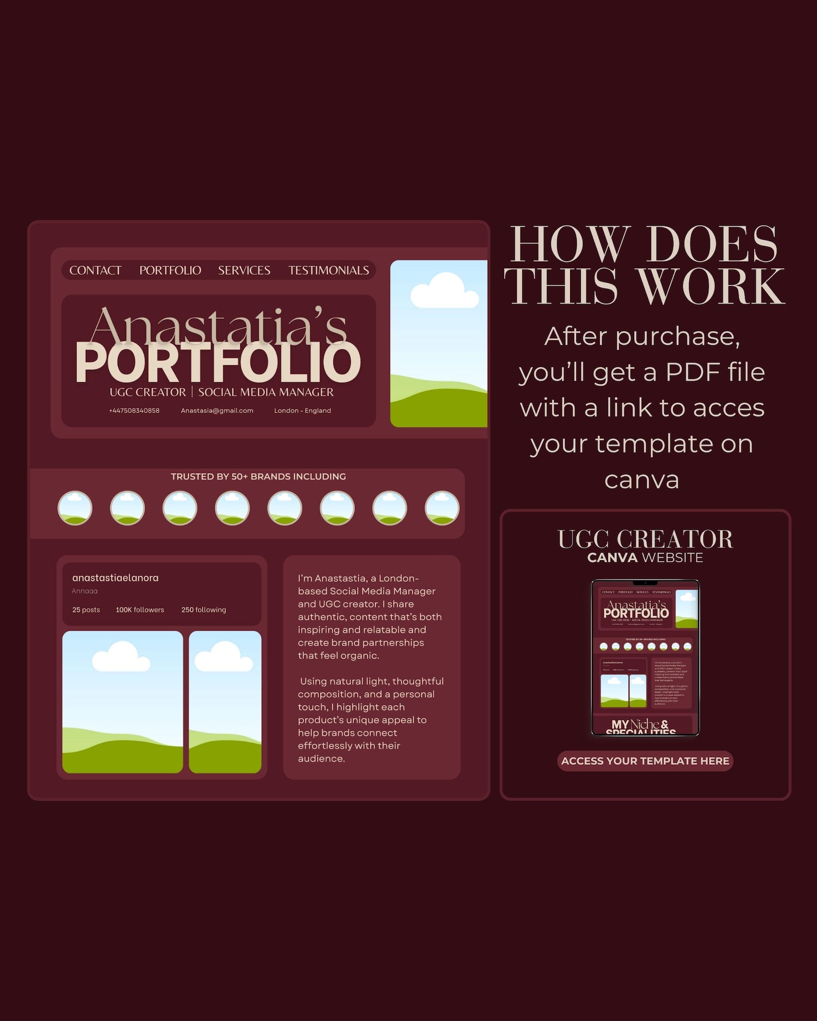 UGC Portfolio Social Media Manager Website and Media Kit Canva Template ...