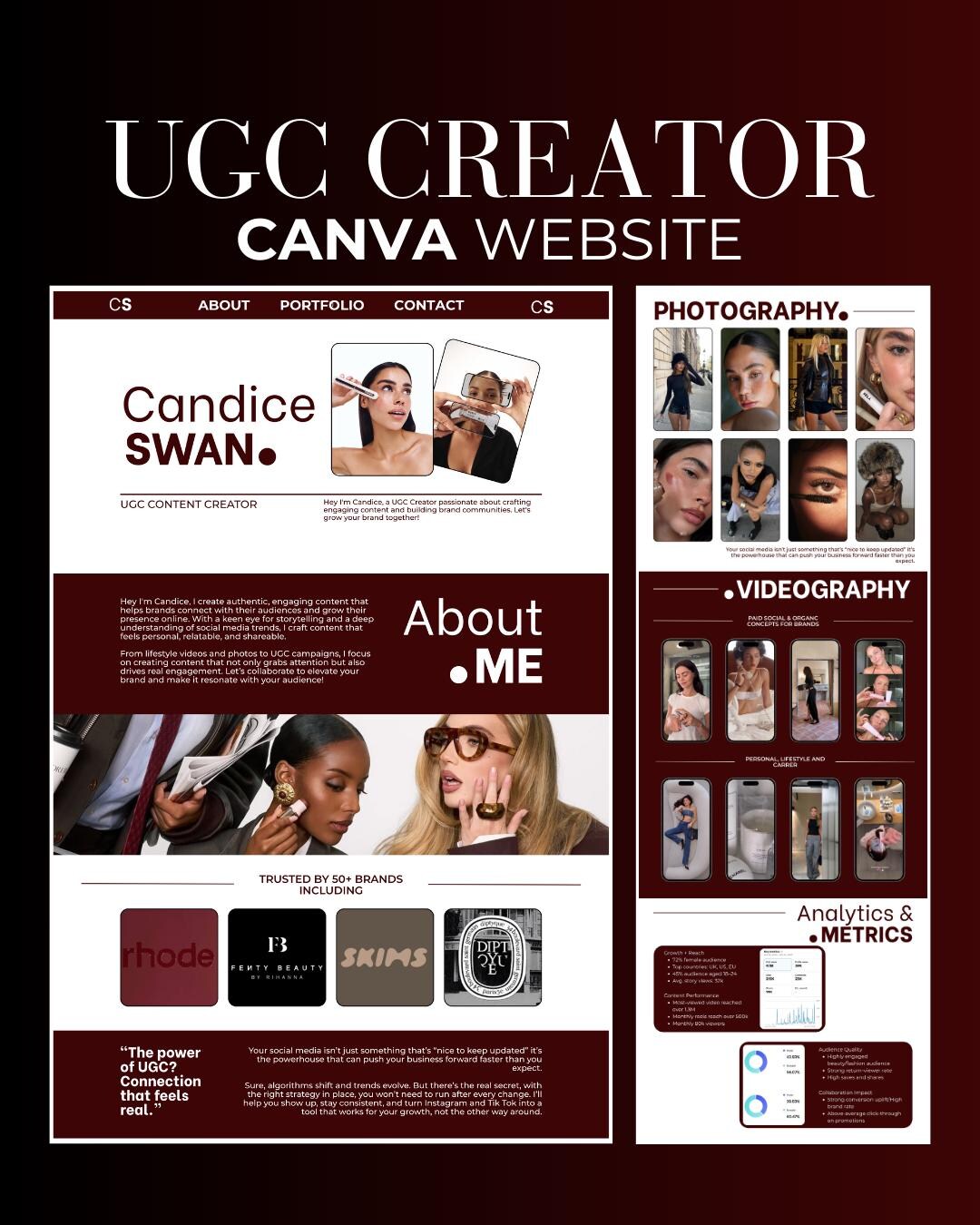 Canva Website Template UGC & Social Media Manager Content Creator ...