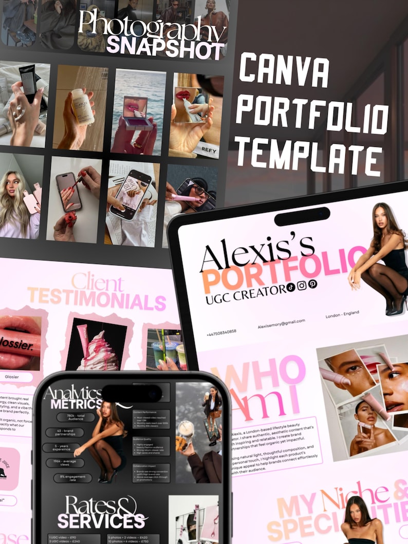 UGC Portfolio Canva Template: Beauty & Fashion Influencer, Social Media ...