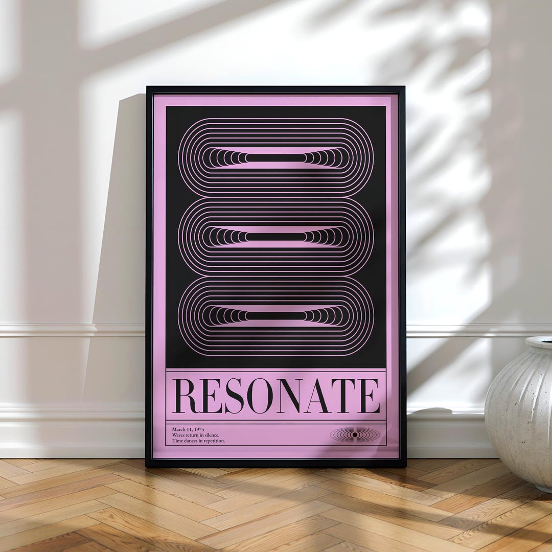 Resonate Poster – Retro Minimalist Wall Art, Pink and Black Printable ...