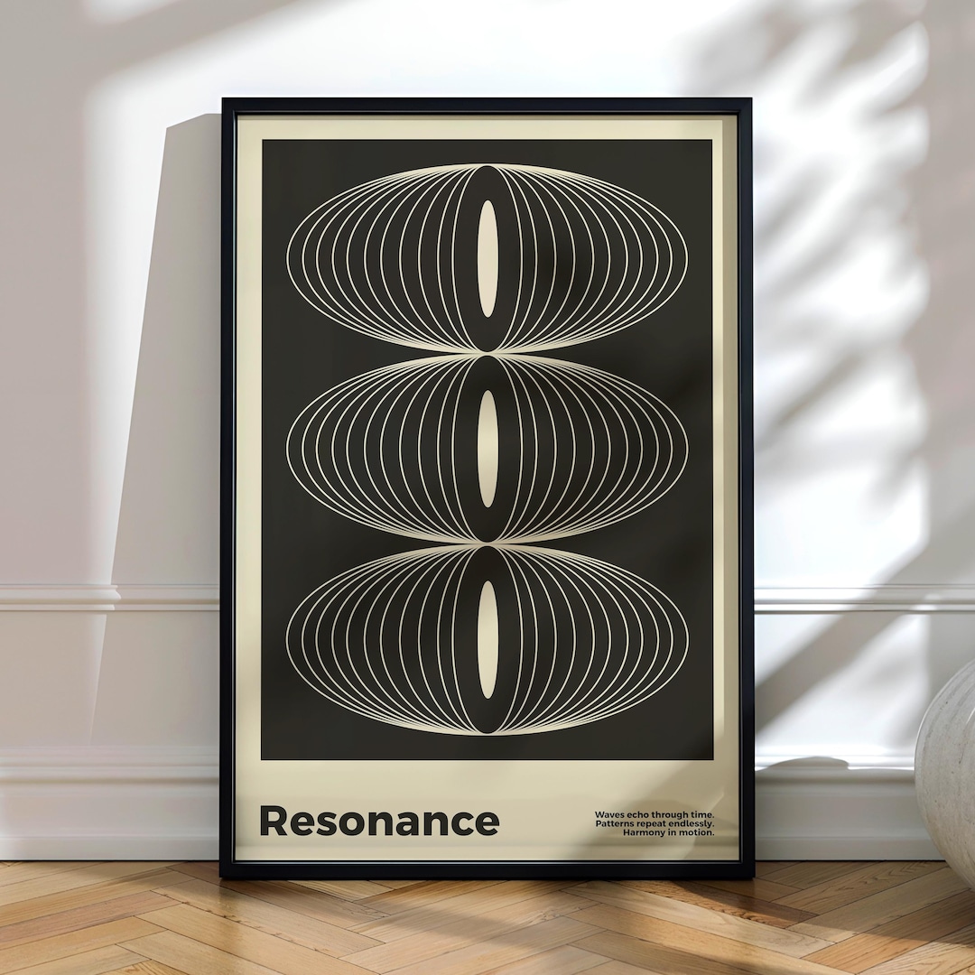 Resonance Poster – Retro Waveform Wall Art, Minimal Line Print, Op Art ...