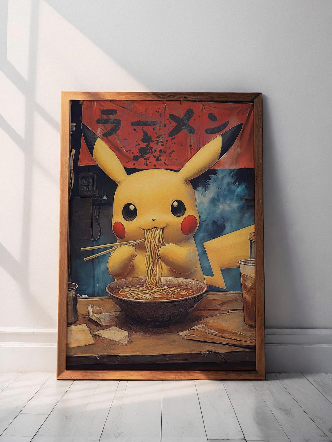 Pikachu Ramen Series Poster: Japanese Style Pokemon Inspired Anime ...