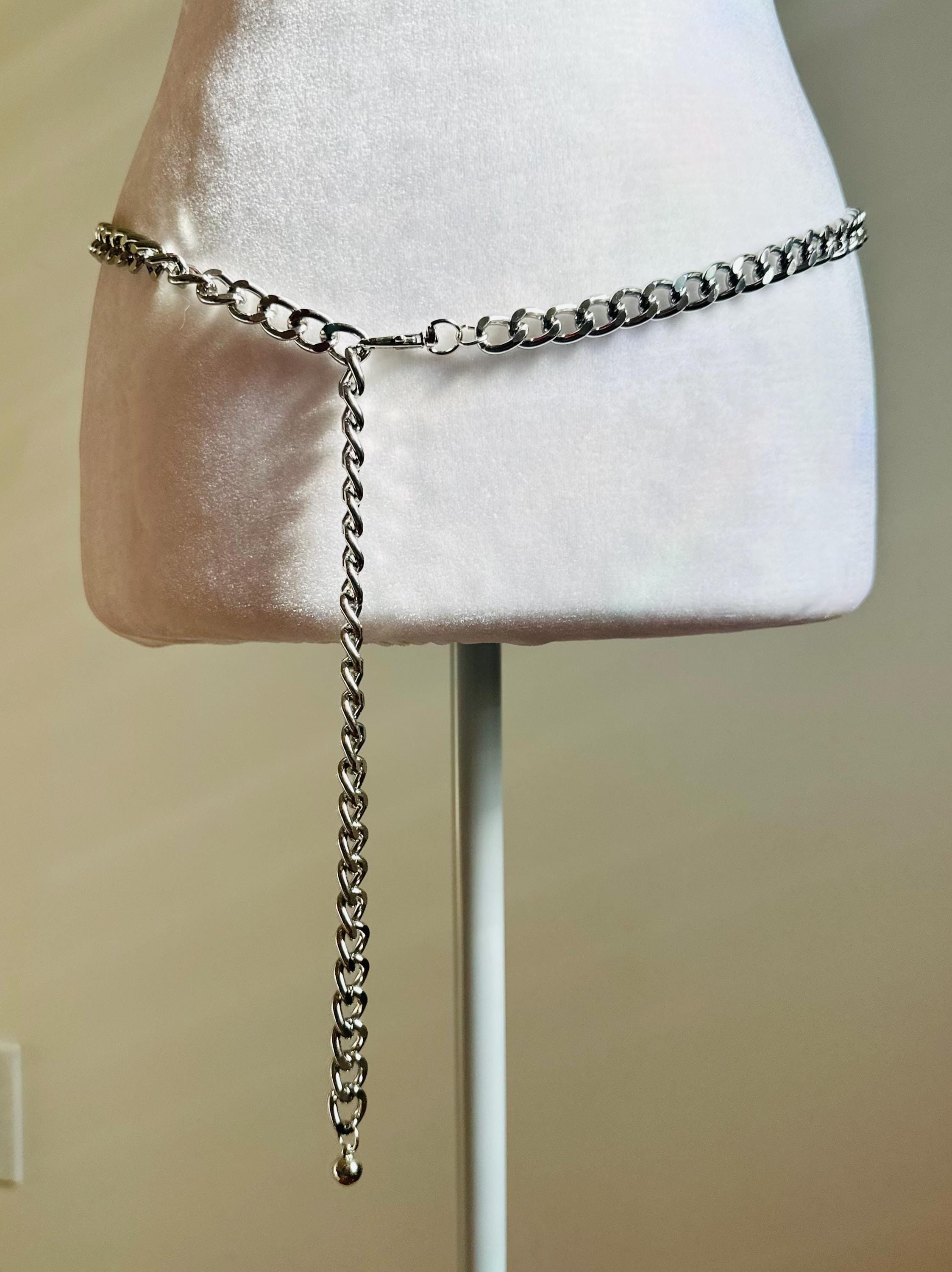 Lustre Silver Toned Chain Belt - Adjustable Sizing - Etsy