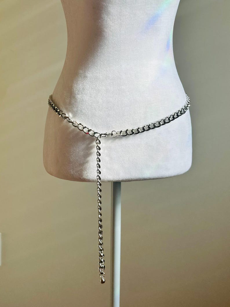 Lustre Silver Toned Chain Belt - Adjustable Sizing - Etsy