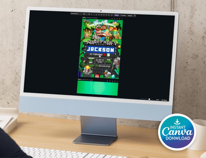 Editable Pixel Birthday Invitation Block Party Invite Gamer Birthday ...