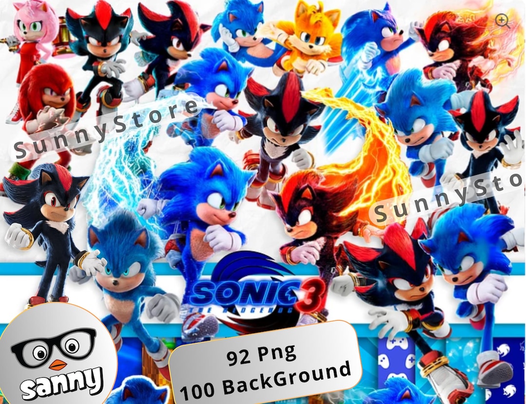 Sonic the Hedgehog PNG Bundle: Fonts, Stickers, & Papers (digital ...