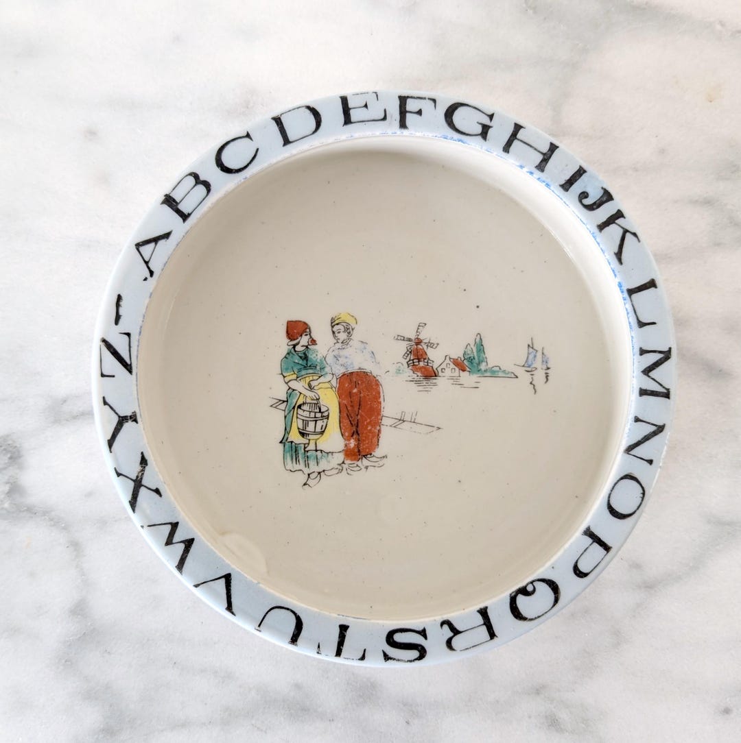 Vintage Child's Alphabet Dish Dutch Scene - Etsy