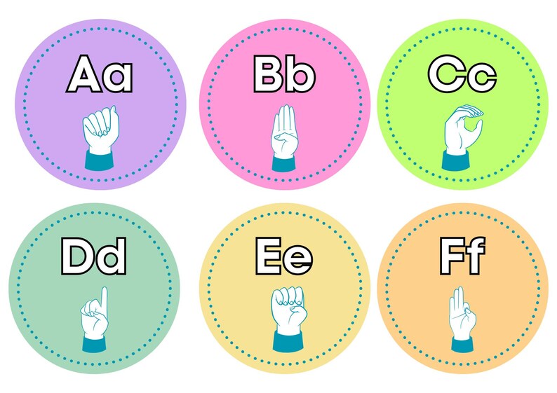 Pastel ASL Alphabet Flashcards: Printable American Sign Language Wall ...