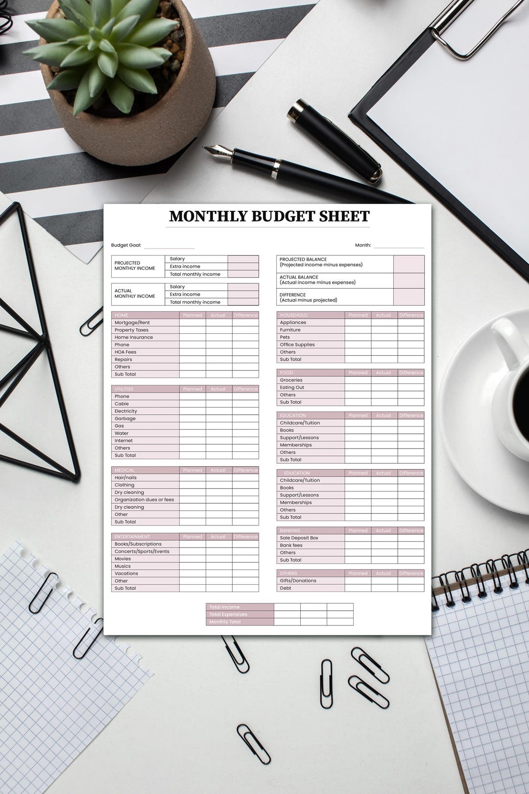 Editable Budget Planner Template | Digital Budget Sheet PDF | Instant ...