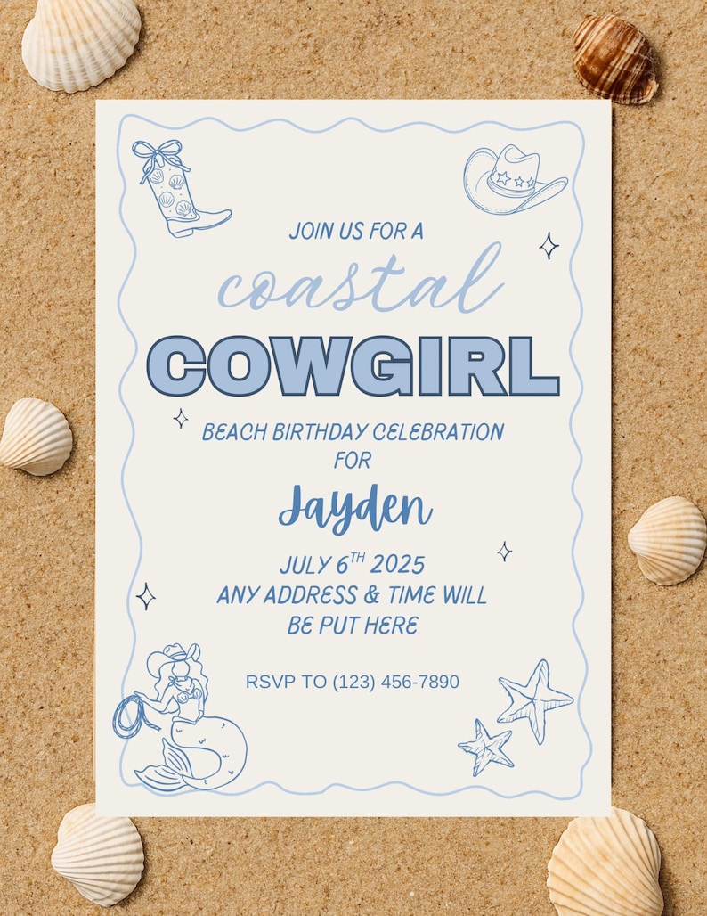 Coastal Cowgirl Invitation Birthday - Etsy