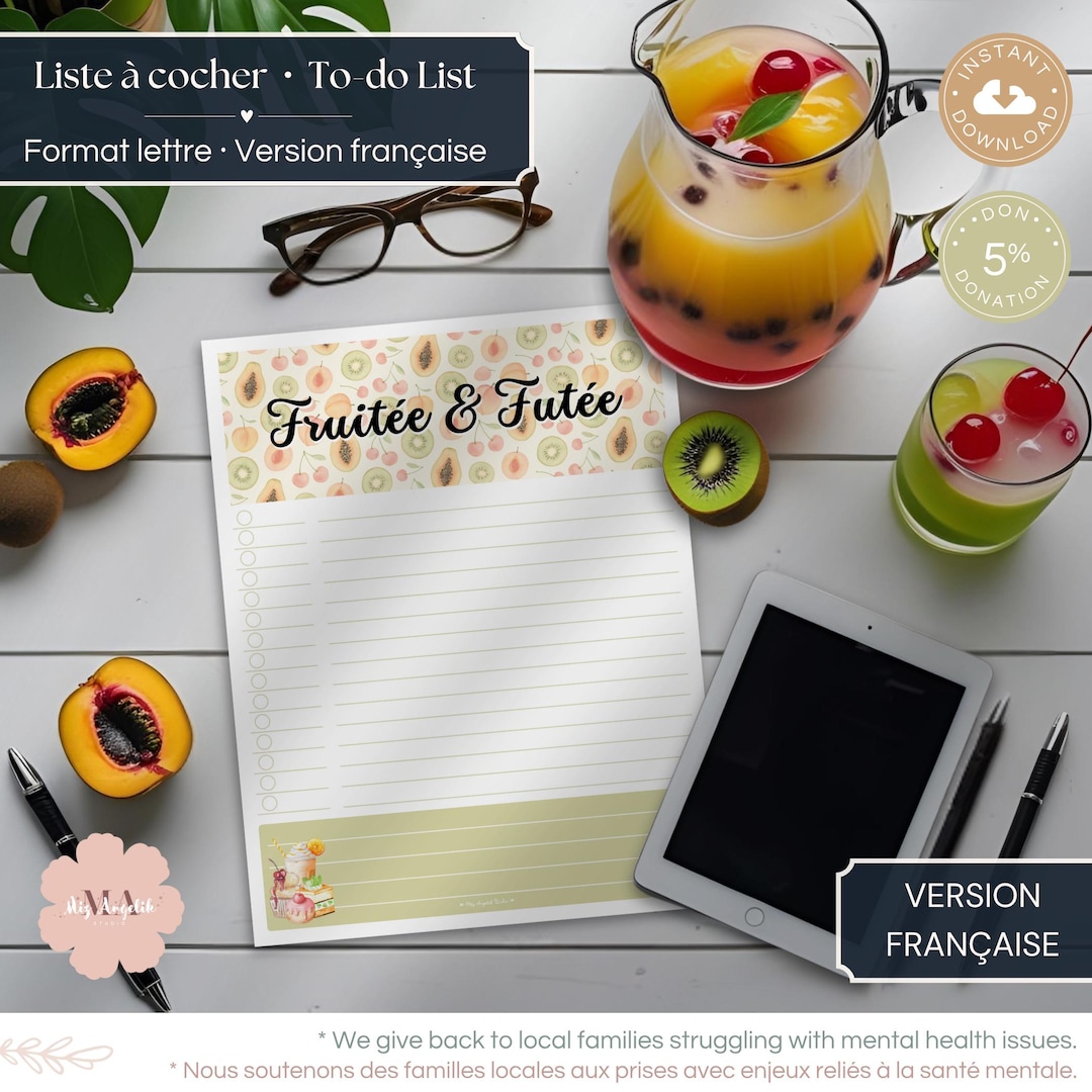 Colorful French To-do List, Printable Checklist Sheet, Instant Download ...
