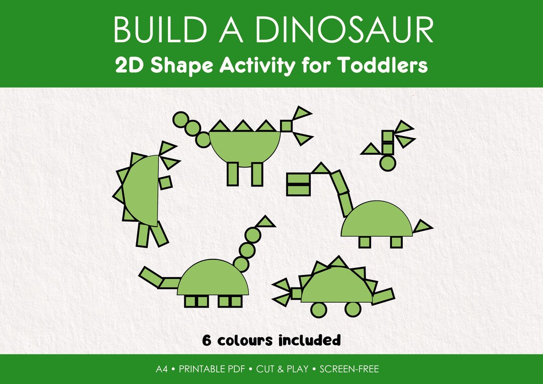 Build a Dinosaur Shape Activity Montessori Toddler Shapes Preschool ...