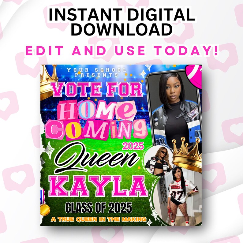 Homecoming Queen Campaign Flyer: Editable Canva Template - Etsy