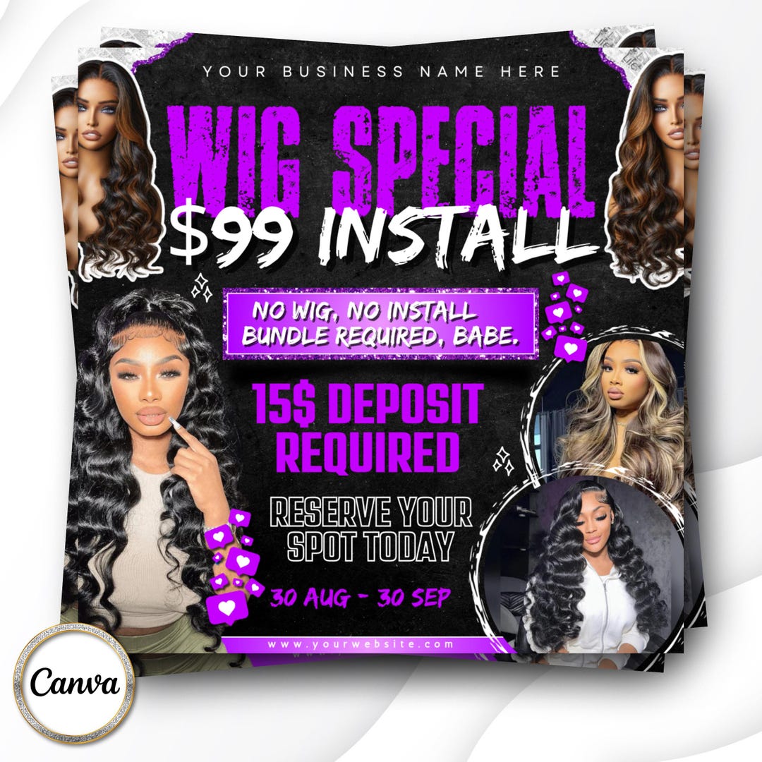 Wig Flyer, Wig Special Flyer, Wig Bundle Flyer, Wig Deals, Hair Booking ...