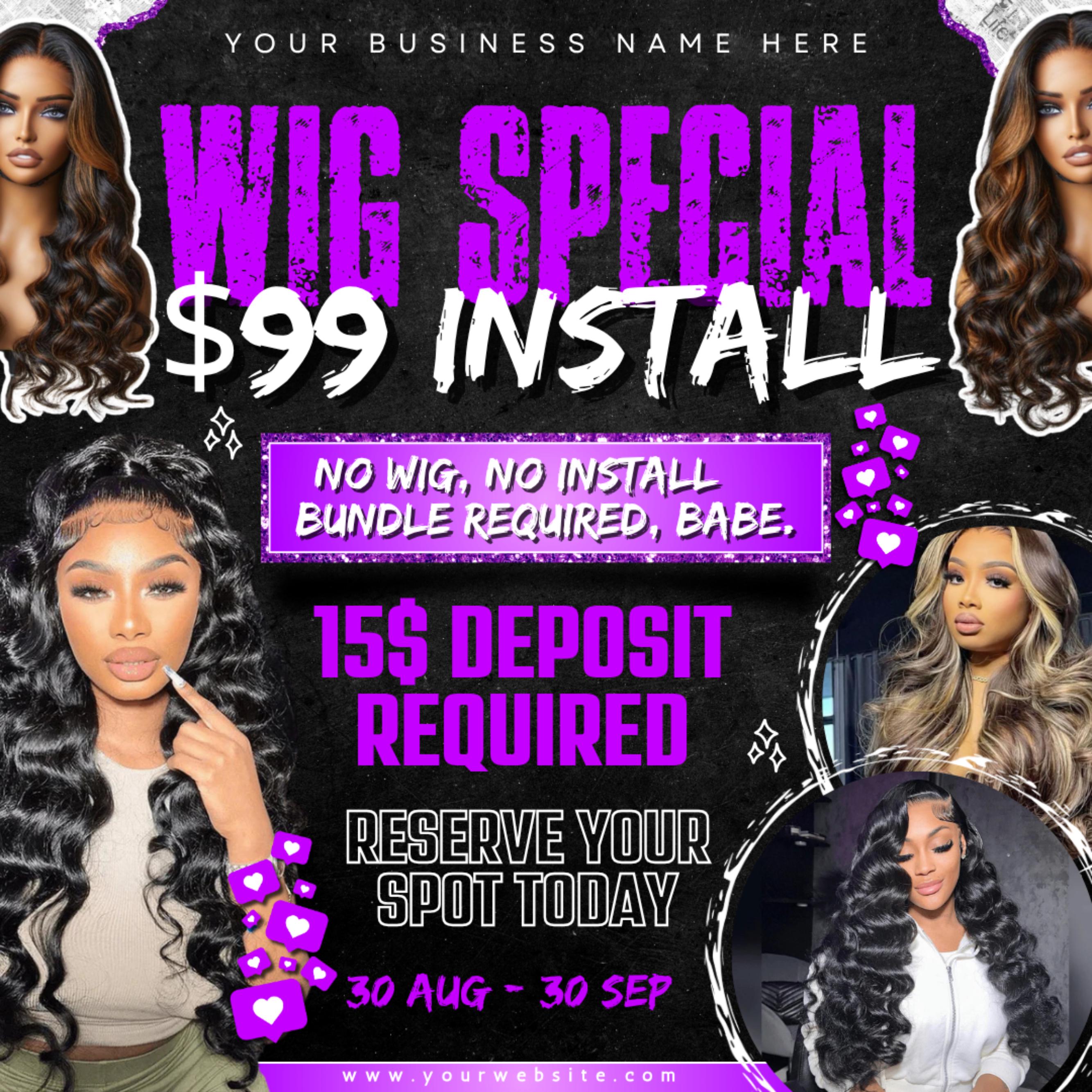 Wig Flyer, Wig Special Flyer, Wig Bundle Flyer, Wig Deals, Hair Booking ...