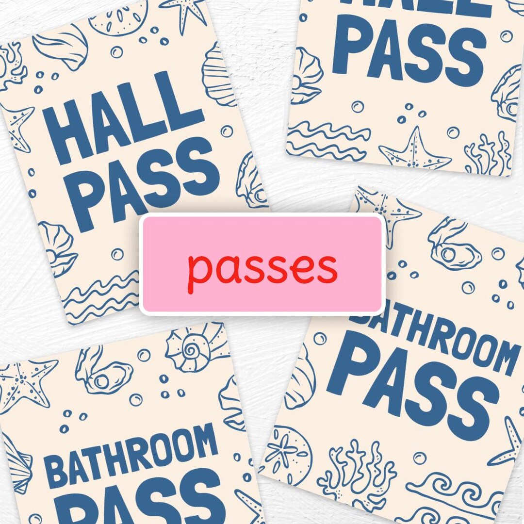 Classroom Hall Passes | Sand Sea & Shell Themed - Etsy