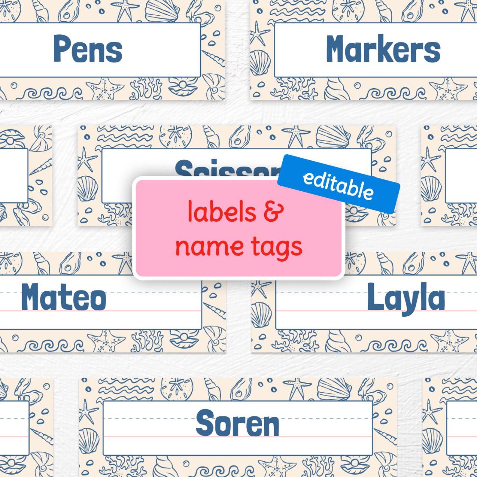 Sea & Shells Classroom Decor Collection | Sand - Etsy