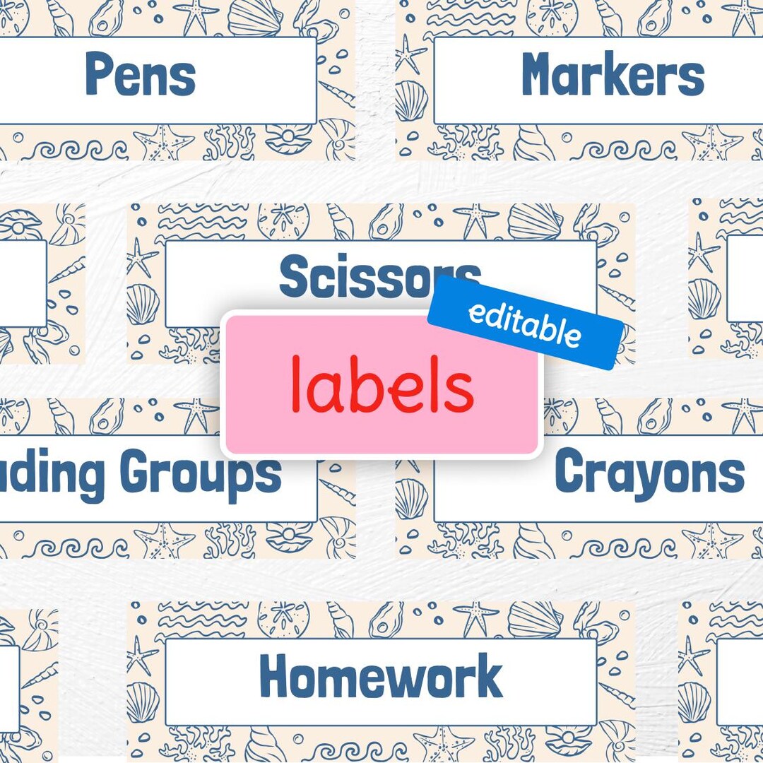 Classroom Labels | Sand Sea & Shell Themed - Etsy