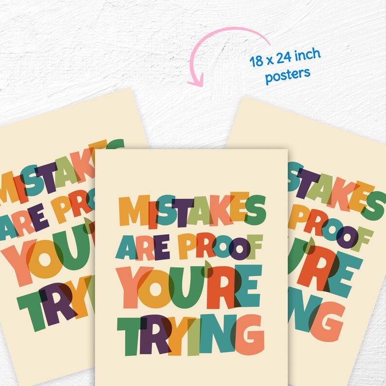 Mistakes Are Proof You're Trying Classroom Print | Growth Mindset ...